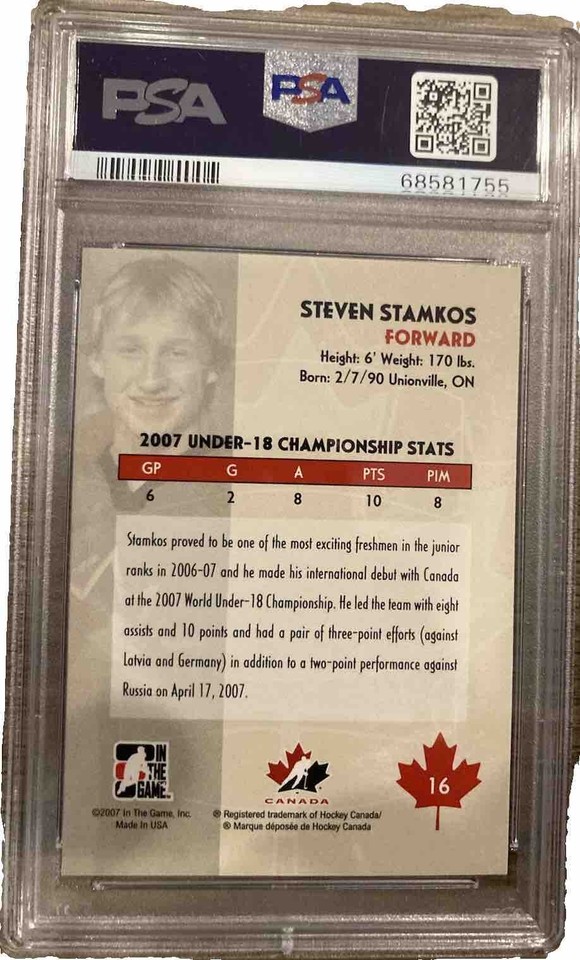 Steven Stamkos 2007 IN THE GAME O CANADA #16 Rookie Card PSA 10 | eBay
