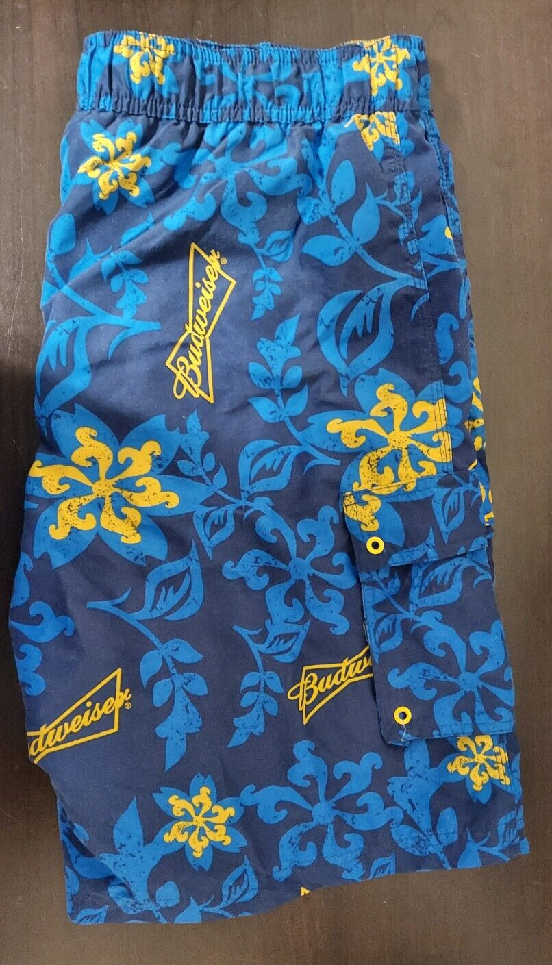 BUDWEISER BEER Gold AND BLUE SWIM SHORTS TRUNKS Mens … - Gem