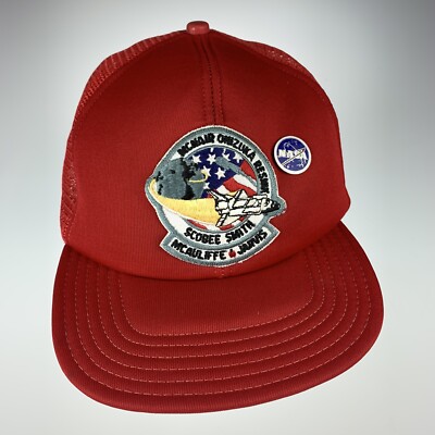 Vintage Red NASA CHALLENGER trucker Hat cap snapback mesh PRE-MEMORIAL ...