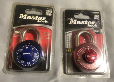 2 New, Master Lock Combination Padlock Blue/RED 1530DCM Lock Anti Shim ...