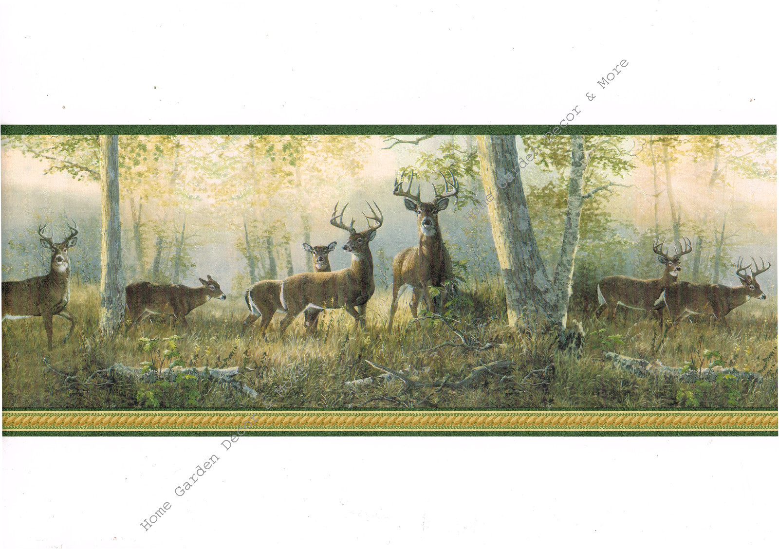 Deer Buck Doe Hunting Wood Forest Wildlife Nature Cabin Green Wallpaper ...