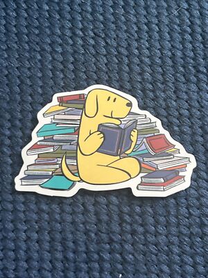 Dog And Book Lovers Sticker - Reading Books Enthusiasts - Decal Journal ...