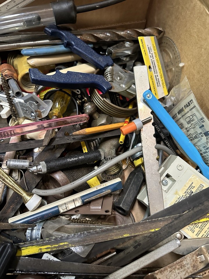 Huge Vintage Junk Drawer Lot Old Tools Hardware Advertising Estate Lot ...