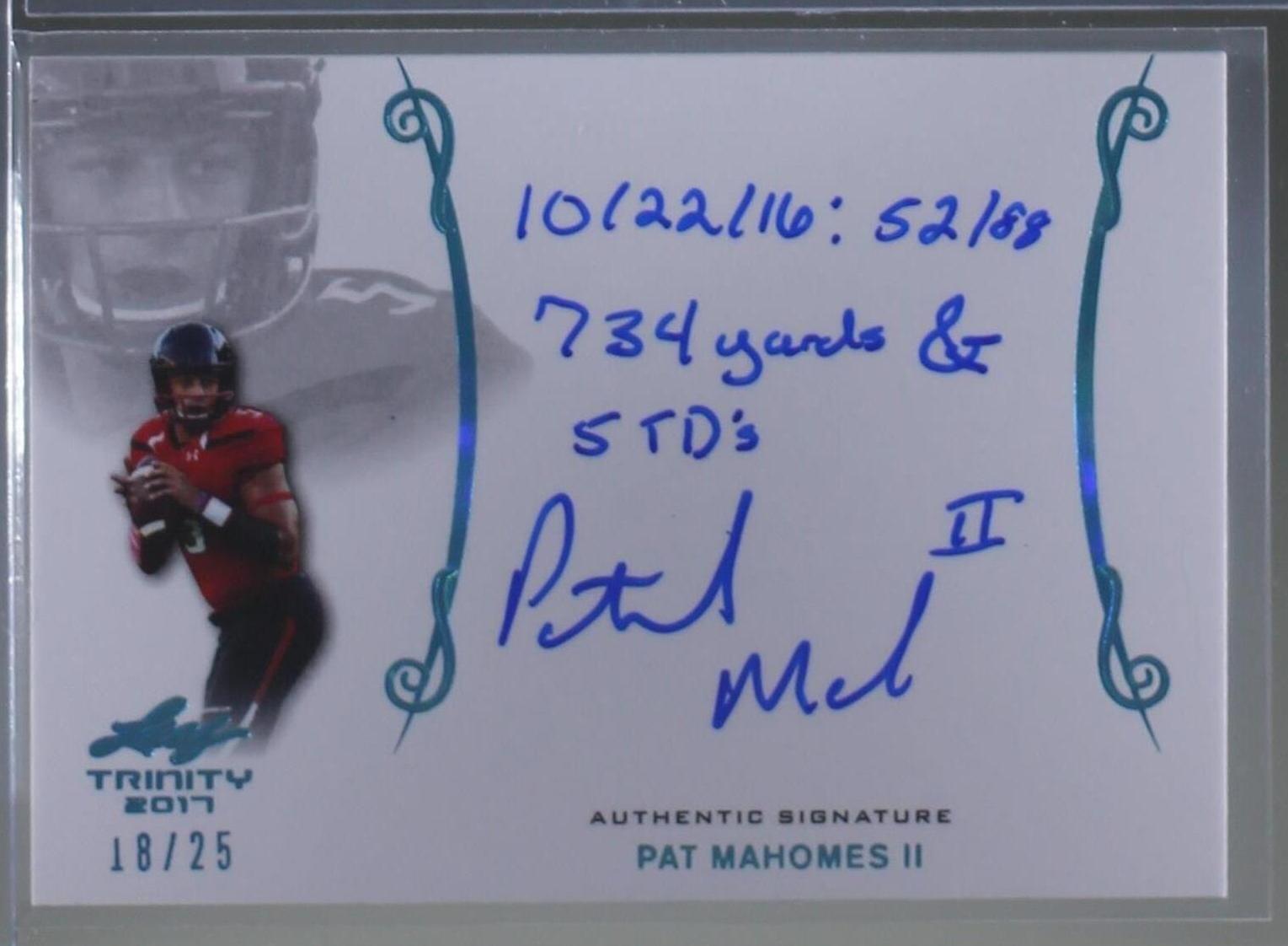 2017 Leaf Trinity - Signatures Patrick Mahomes II #A-PM1 Platinum ...