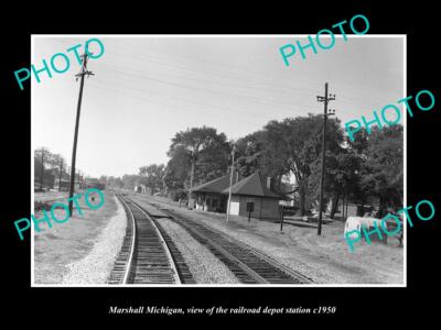 OLD 8x6 HISTORIC PHOTO OF MARSHALL MICHIGAN THE RAILROAD DEPOT STATION ...