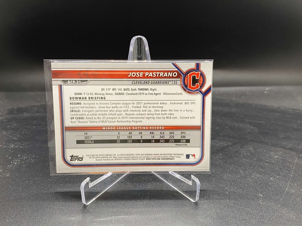 Jose Pastrano 2022 Bowman Chrome Green Mojo BCP-21 /99 Guardians 1st | eBay