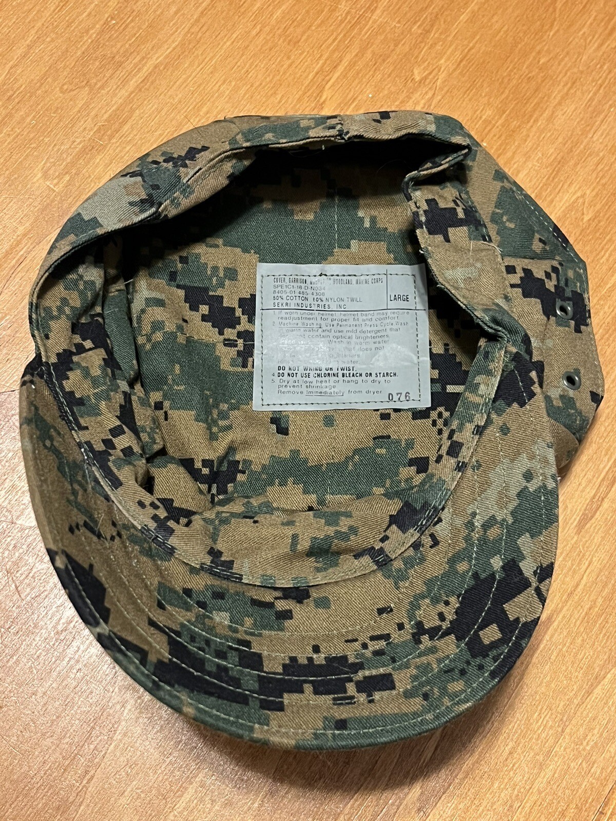 8 POINT COVER HAT CAP WOODLAND MARPAT USMC MARINE SIZE LARGE USED L | eBay