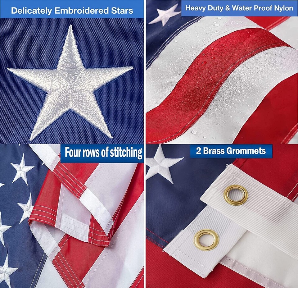 US USA American Flag 3x5 Luxury Made Embroidered United States Flag ...