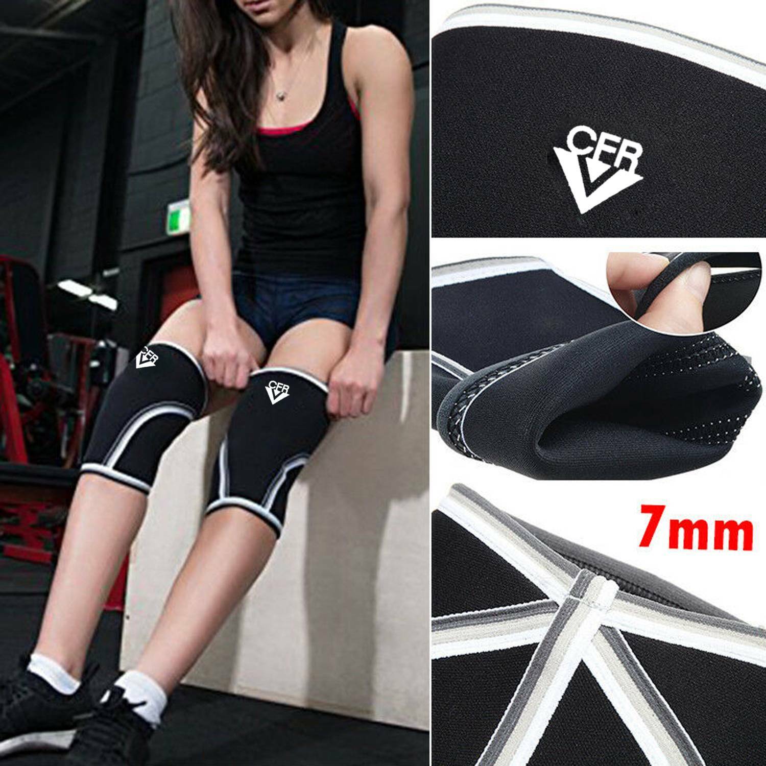 CFR 7MM Knee Sleeves Support Crossfit Power Weight Lifting Kneecap ...