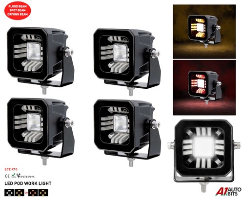 3INCH LED Arbeits Licht X4 Würfel Pod Stange Bernstein Fahren Blinker ...