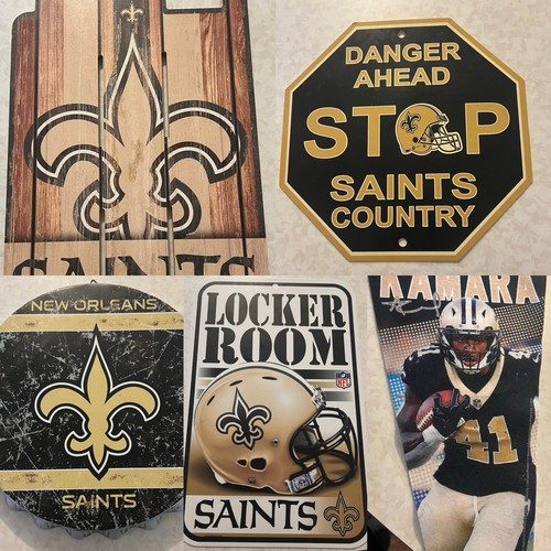 New Orleans Saints NFL Bar Tin Wood Sign Lot of 5 Man Cave Bar Garage ...