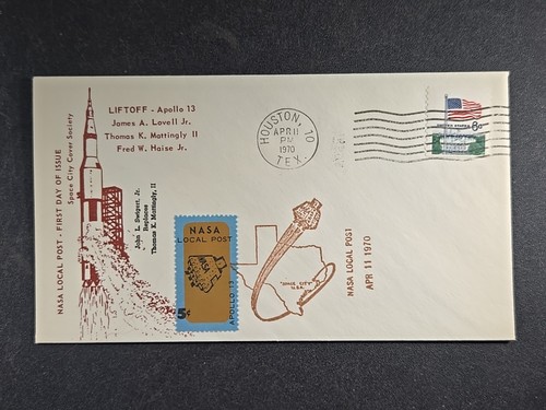 April 11, 1970 U.S. Apollo 13 Launch cover - NASA local post stamp stk# ...