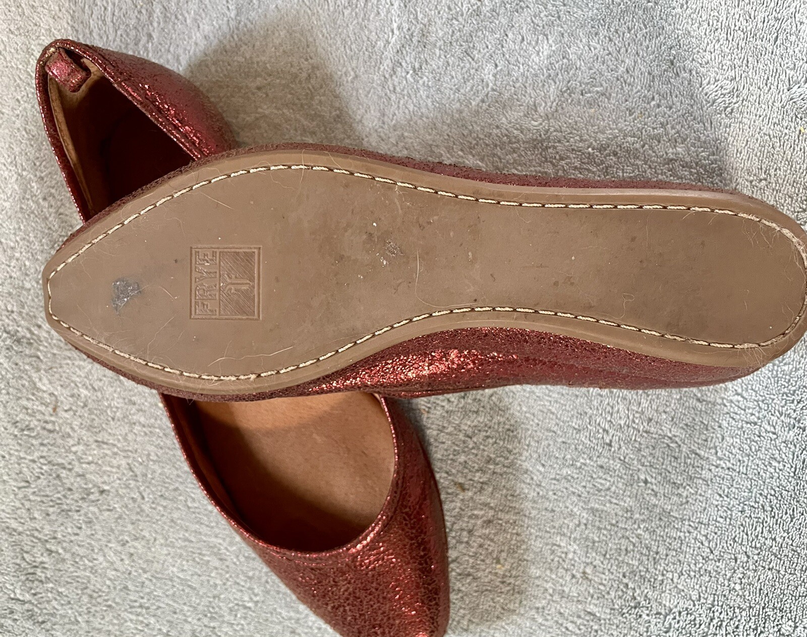 Frye Red Metallic Sparkle Clementine Ballet Flats 6.5 - Gem