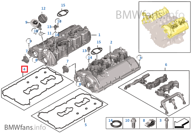 New BMW G11 750i N63R G12 750Li Valve Cover Gasket Right ZYL. 1-4 ...
