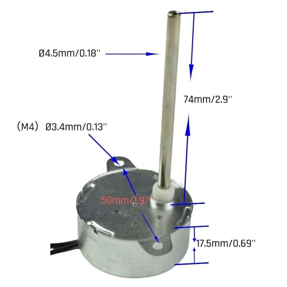 TYC-40 AC Motor 12V 5RPM CW/CCW Shaft 74mm Small Synchronous Christmas ...