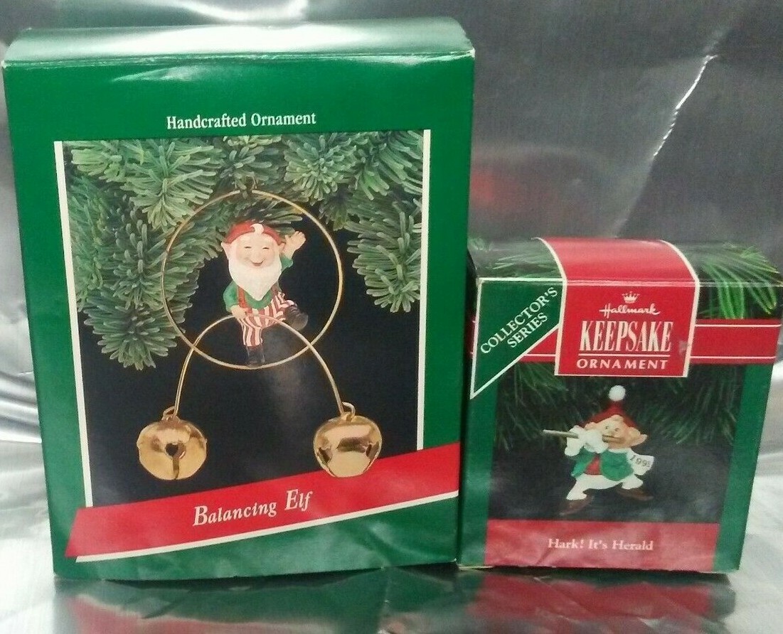 Hallmark Keepsake Hark It's Herald & Balancing Elf Christmas Ornament ...
