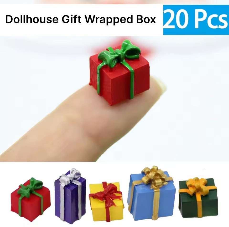 20Pcs 1:12 Miniature Christmas Gift Box Xmas Tree Mini Presents ...