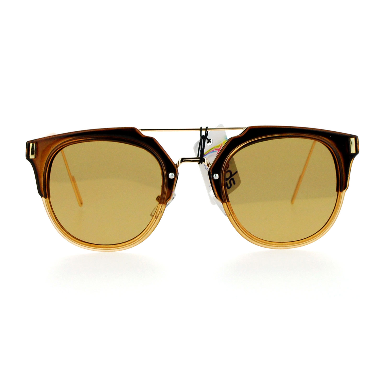 Women's Designer Fashion Sunglasses Flat Top Bar Flat Mirror Lens Frame ...