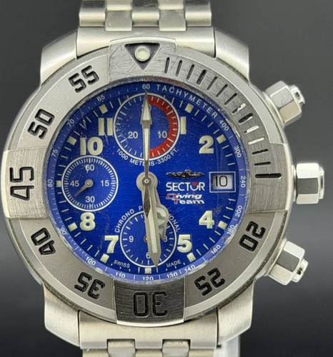 SECTOR Diving Team 1000 Chronograph Automatic Blue Dial Men's Watch ...