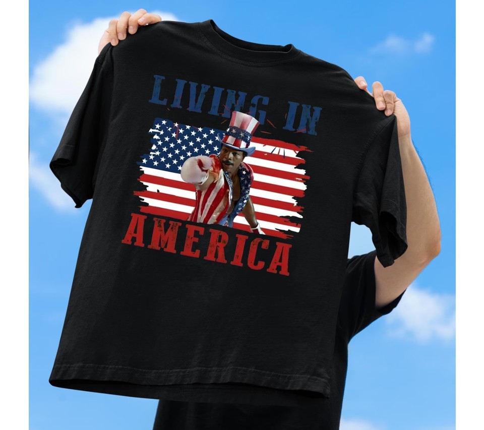 Apollo Creed Living In America T-shirt, Retro USA 4th Of July Shirt ...