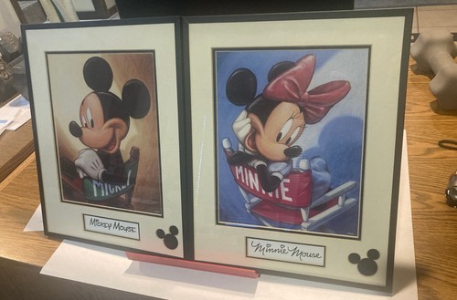 DISNEY MICKEY MOUSE & MINNIE FRAMED 14 X 11 X 1/2 DIRECTORS CHAIR PRINT ...