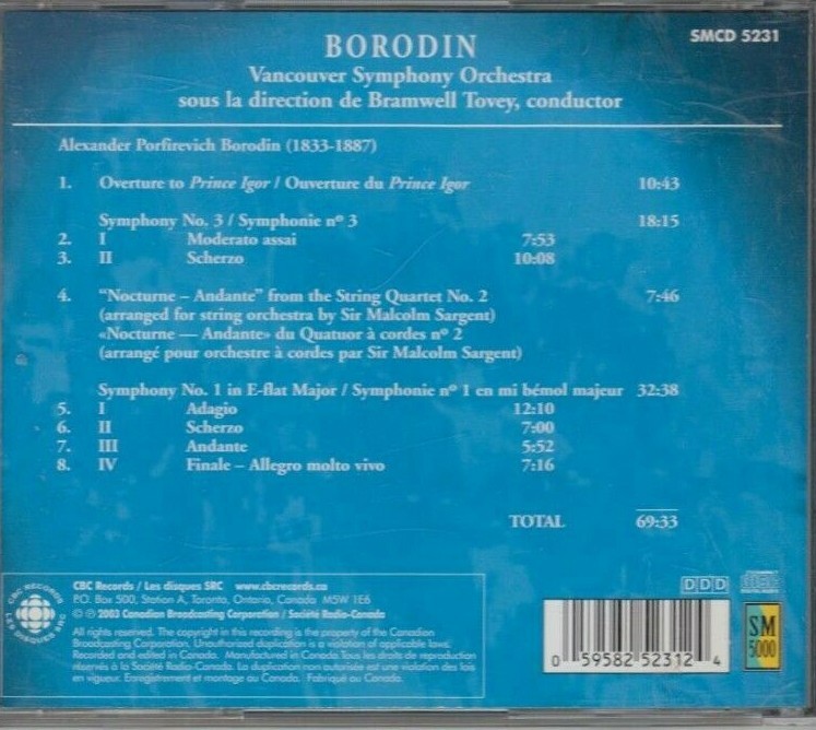 Borodin (CD, Mar-2004, CBC Records) - Vancouver Symphony Orchestra ...