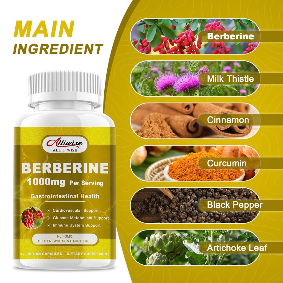 Berberine Extract 1000mg - High Absorption, Heart Health Support ...