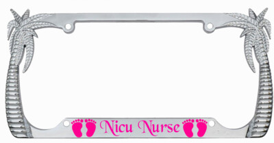 Nicu Nurse License Frame Gift-Palm Tree Design Metal Auto License Plate ...