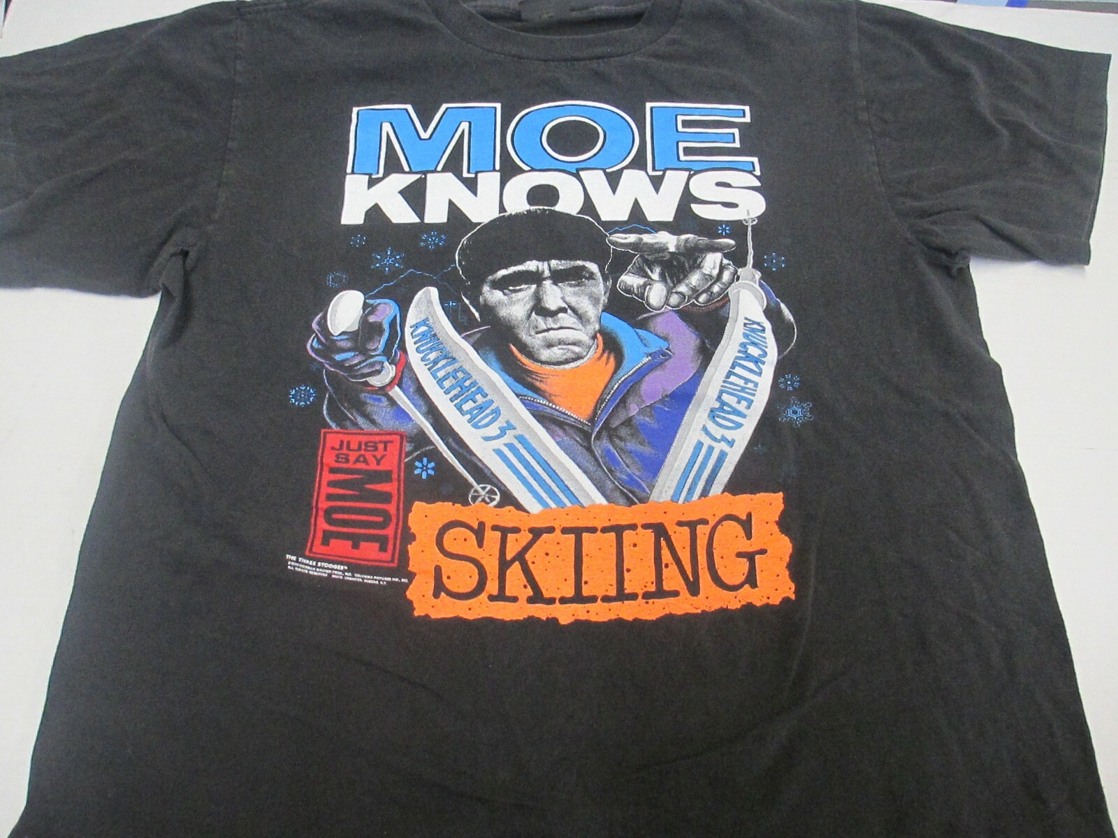VTG 1990 Three Stooges Moe Knows Skiing Just Say Moe T Shirt Tagged ...