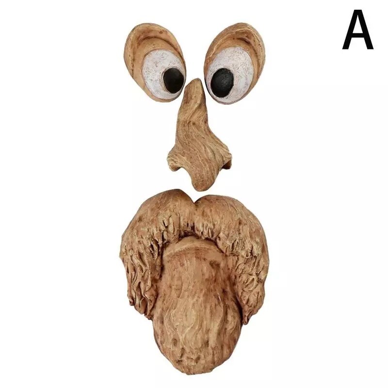 Tree Face Outdoor Decoration Old Man Bark Art Ornaments Hand-Painted ...