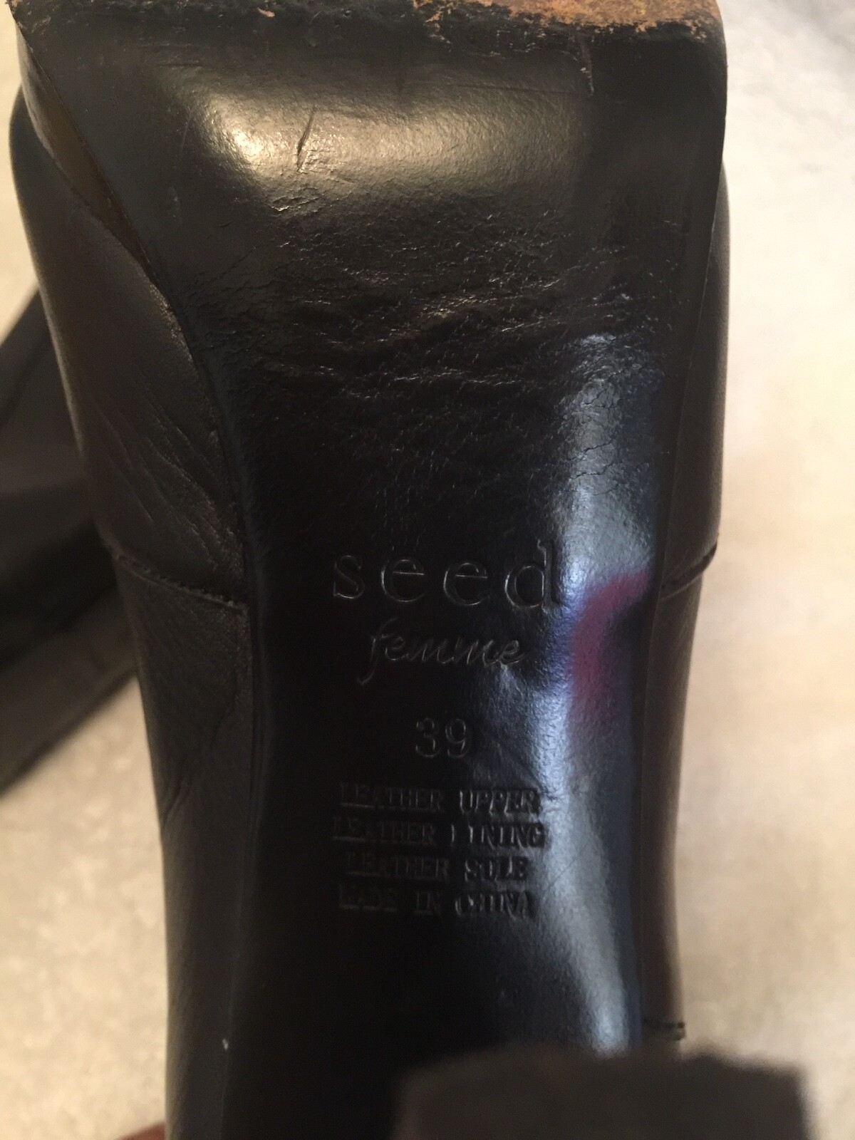 SEED FEMME BLACK LEATHER HEELED ANKLE BOOTS SIZE: 39 GC | eBay