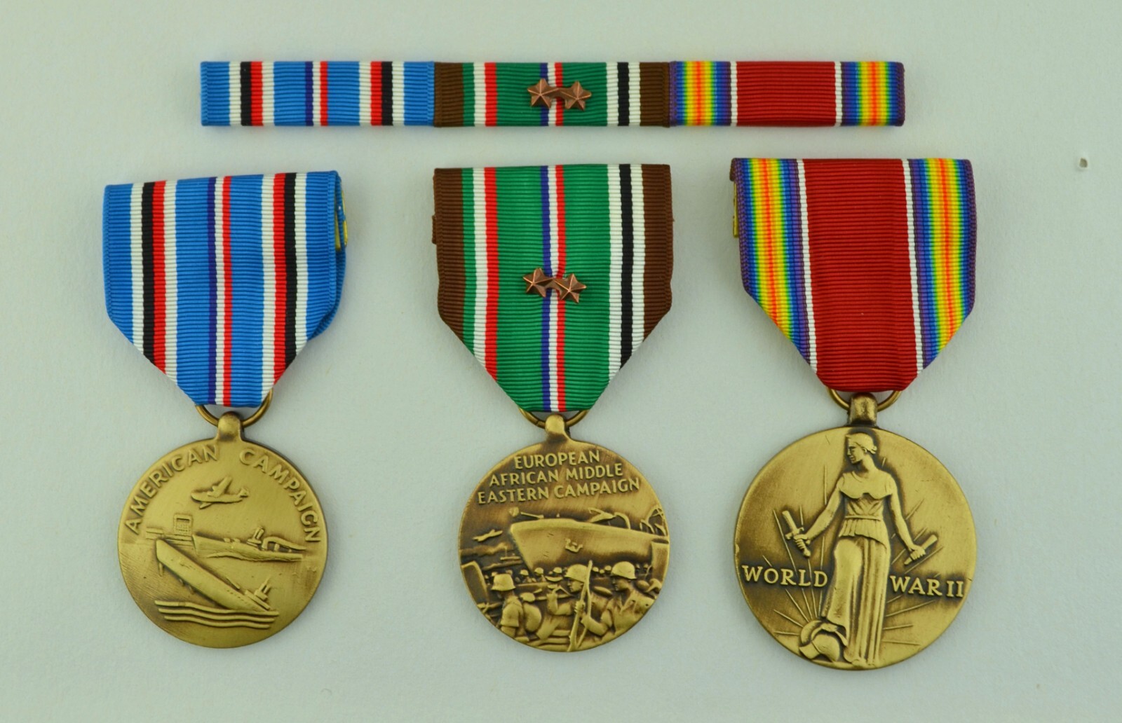 3 Army WWII European Theater full size Medals & Ribbons - 2 Campaign ...