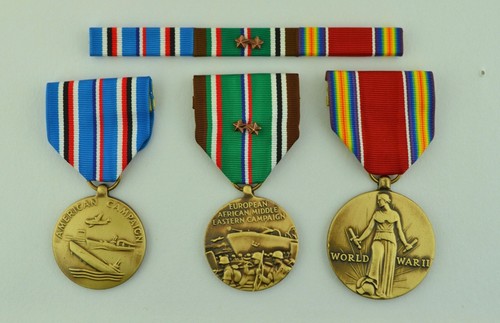 3 Army WWII European Theater full size Medals & Ribbons - 2 Campaign ...