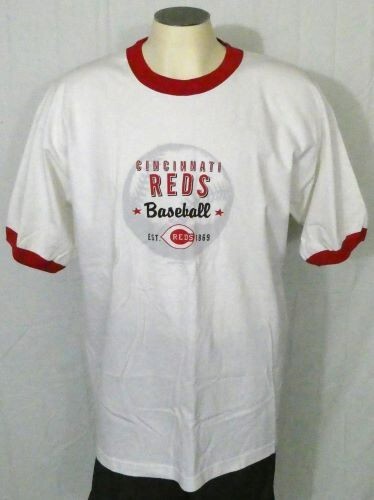 Majestic Cincinnati Reds White XL Ringer T-Shirt Cooperstown Collection ...