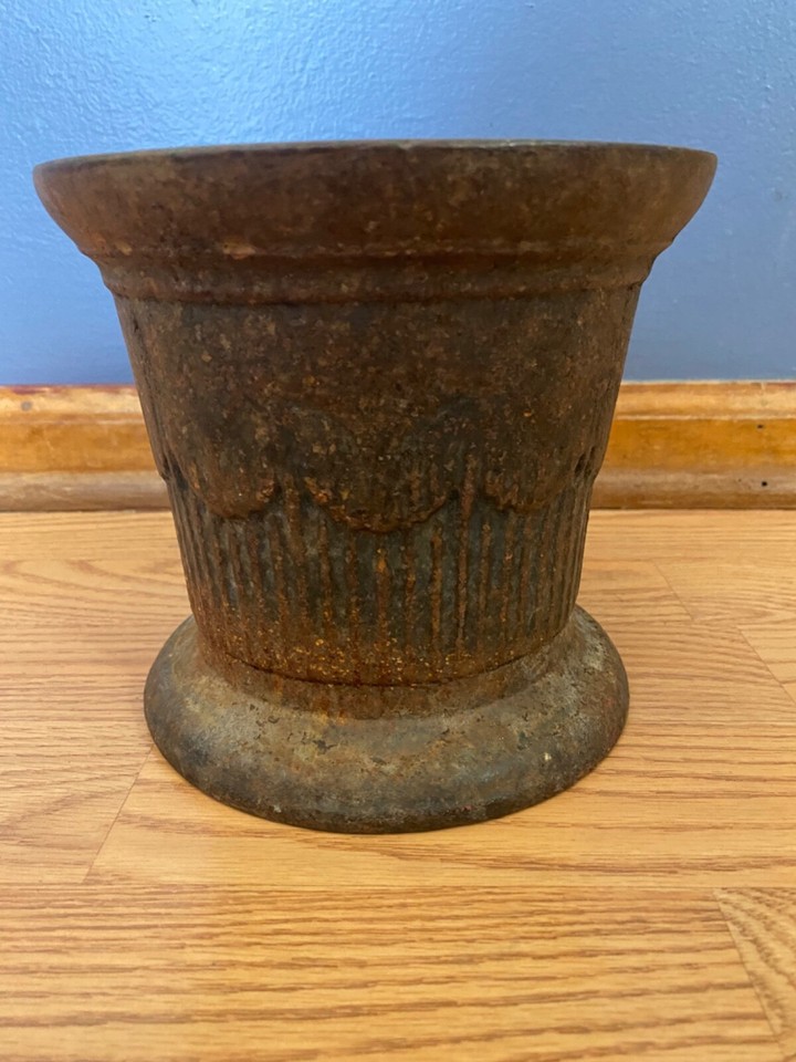 Large Antique Cast Iron Mortar | eBay