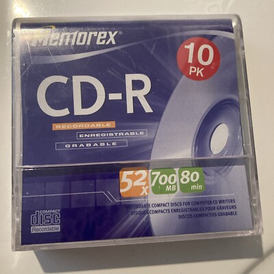 Memorex CD-R 10 Pack in Protective Sleeves 52x 700 MB 80 Minutes ...