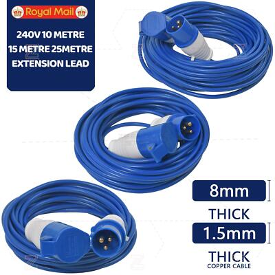 10m,15m, 25m Electric Hook Up Cable Caravan Motorhome Camping Boat ...