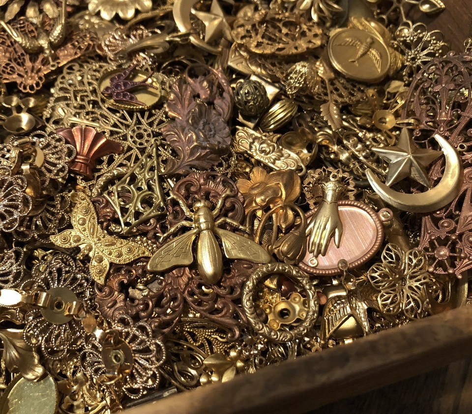1 POUND LOT!! Vintage Miriam Haskell Jewelry Parts Brass Stampings ...