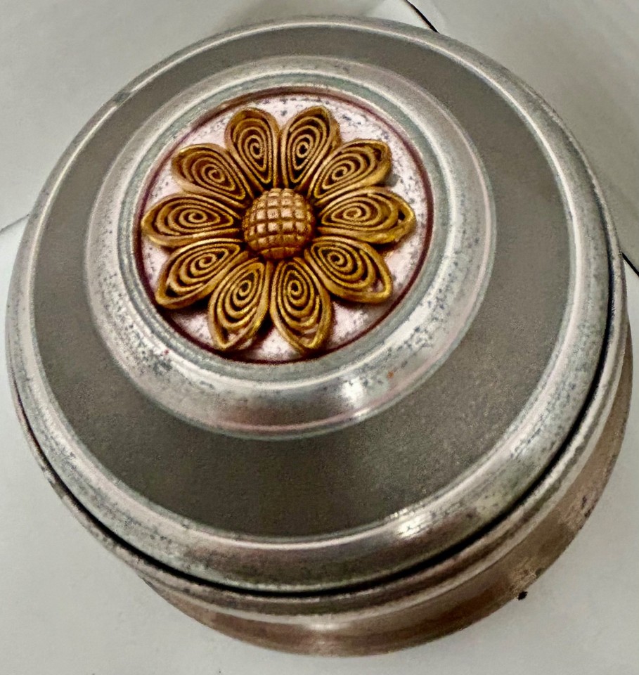 ANTIQUE ~ ALUMINUM VANITY POWDER MUSIC BOX ~ Darling my Darling | eBay