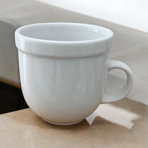 Pottery Barn Suppertime Du Jour White Mug Cup 3.5” Wide Rim Restaurant ...