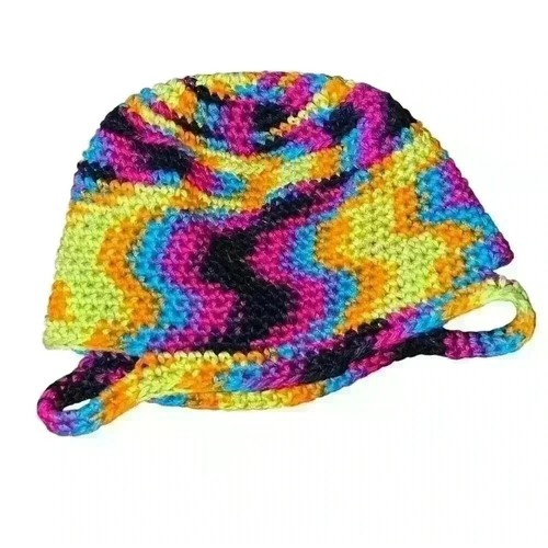 Colorful Hand Knit Beanie Boho Outdoor Hiking Fall | eBay