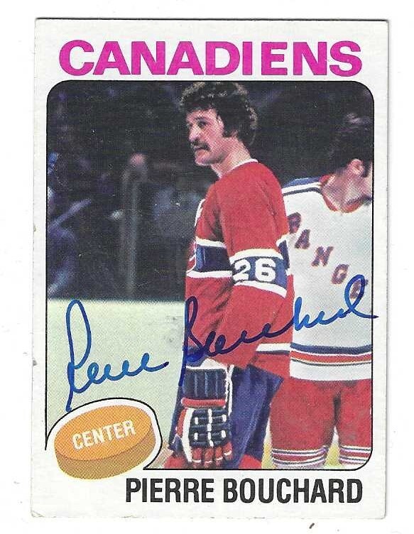 Signed PIERRE BOUCHARD MONTREAL CANADIENS 1975-76 Topps Card #304 COA ...