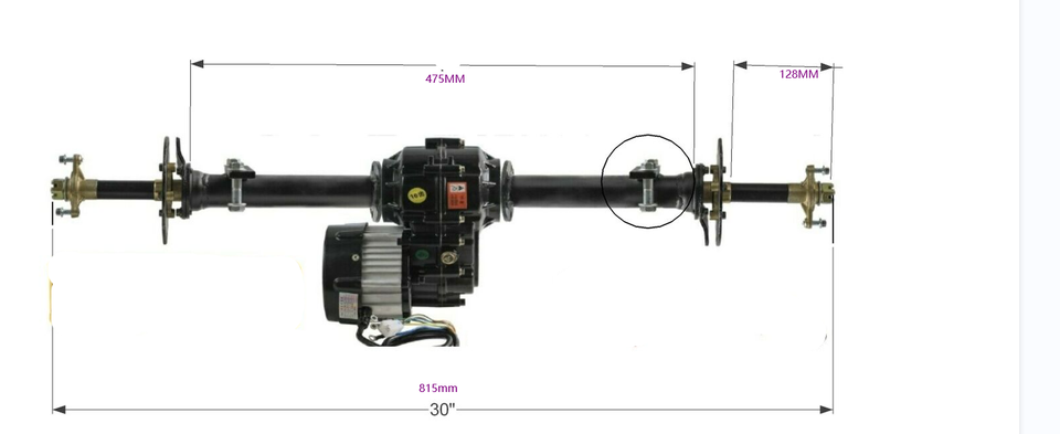 30" Rear Axle Kit 48v 1000W Electric Differential Motor E-bike ATV ...
