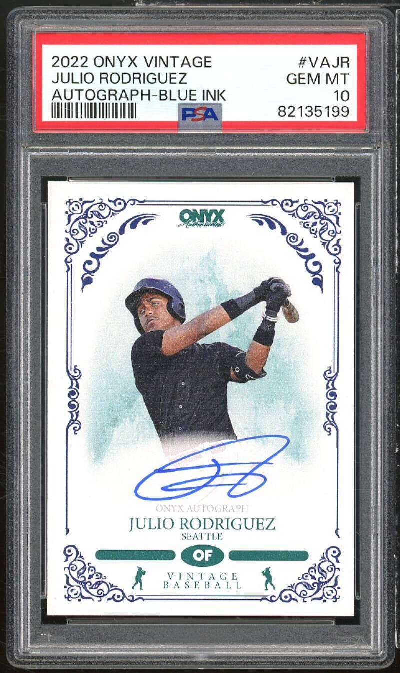 2022 Onyx Vintage - Autographs Blue Ink #VAJR Julio Rodriguez (AU, RC ...