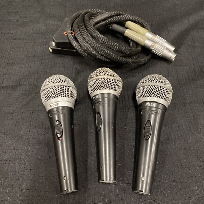 Shure PG58 PG48 Mic Cardioid Dynamic Vocal Microphone Cords Vintage 3pc ...