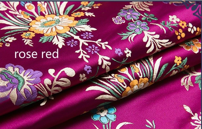 Retro Chinese Satin Floral Fabric Begonia Damask Brocade Sew Bag ...