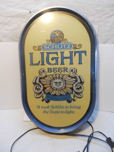 SCHLITZ LIGHT PLASTIC LIGHTED BEER SIGN~12" X 19" X 2 1/2" | eBay