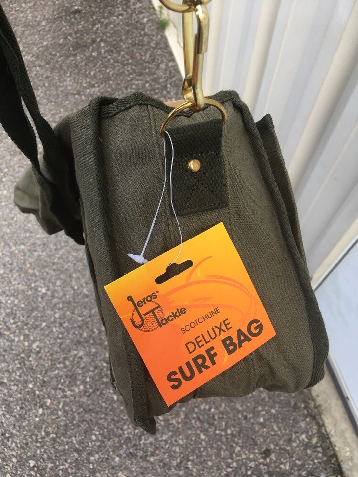80's CANVAS SURF BAG SALTWATER STRIPER PLUGS LURES FISHING TACKLE BOX ...