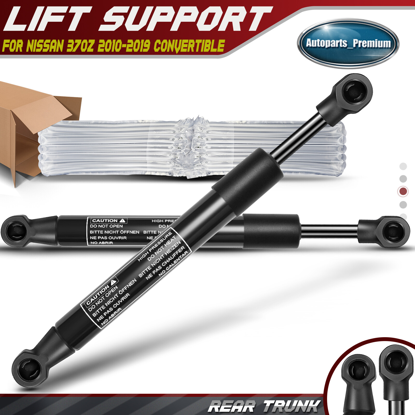 2x Rear Trunk Lift Supports Shocks Struts for Nissan 370Z 2010-2019 ...