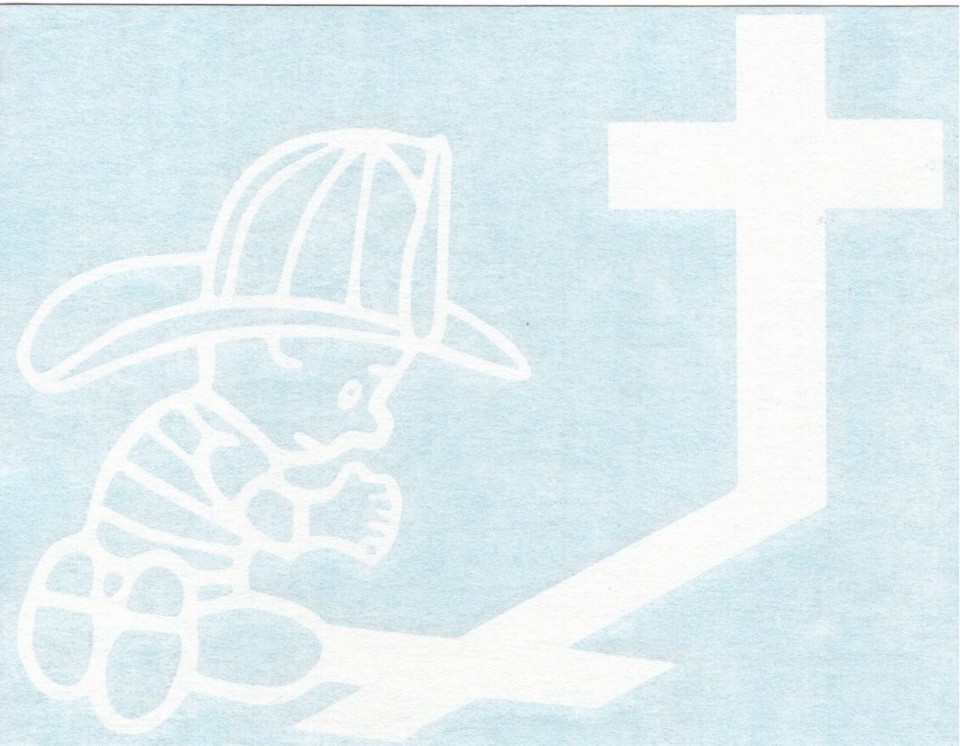 Boy Firefighter Praying at Cross - Christ Christian Vinyl Decal Sticker ...
